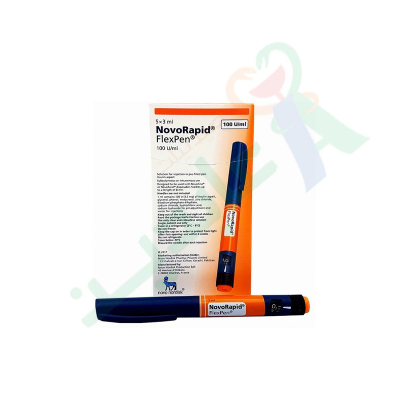 NOVORAPID FLEXPEN 100 U 5 PEN | Abdin Pharmacies