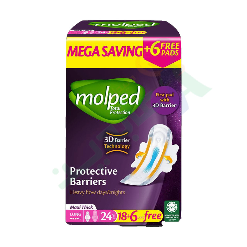 MOLPED TOTAL PROTECTION MAXI THICK LONG 24 PADS | Abdin Pharmacies